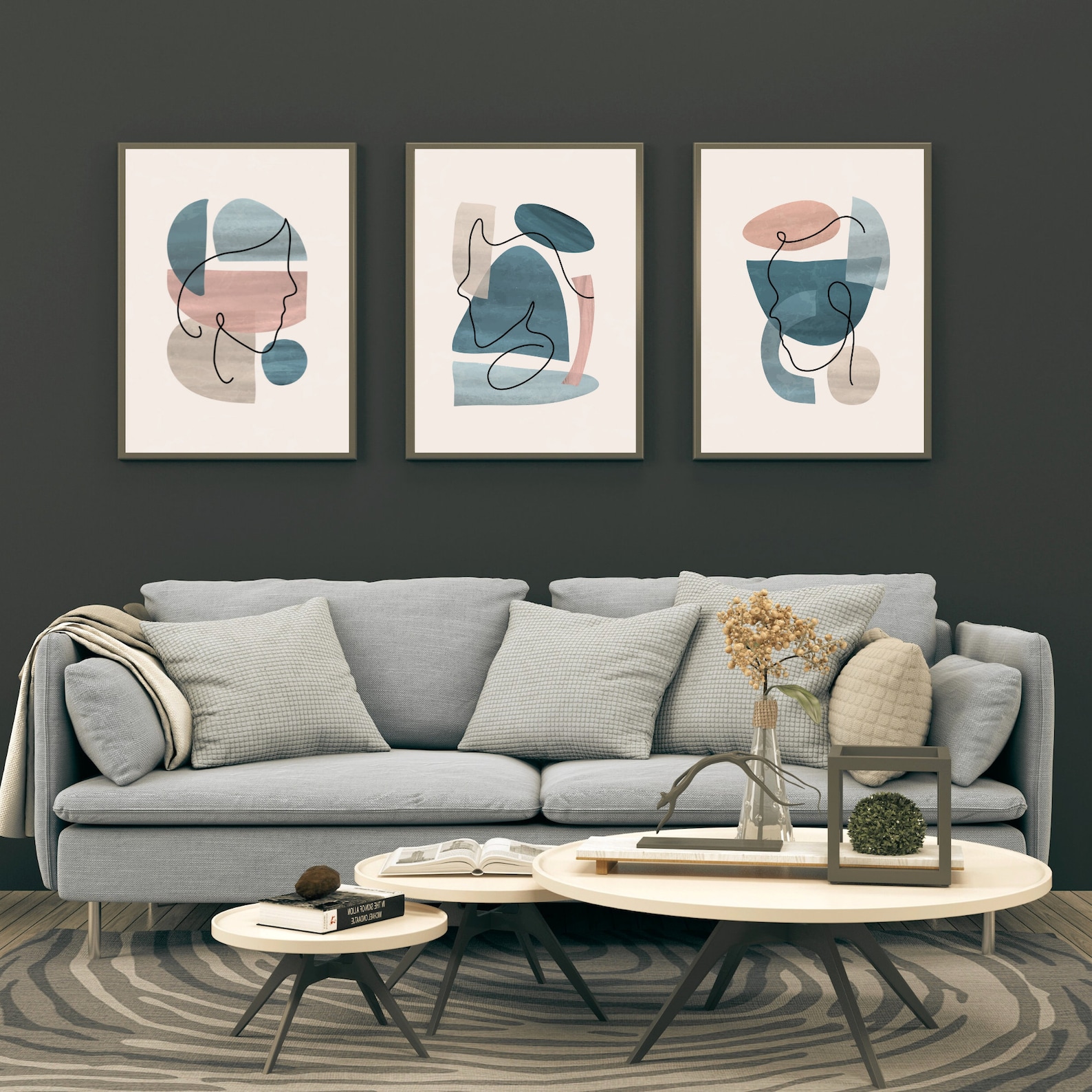 Female Line Art Set of 3 Prints, Woman One Line Drawing, Abstract ...