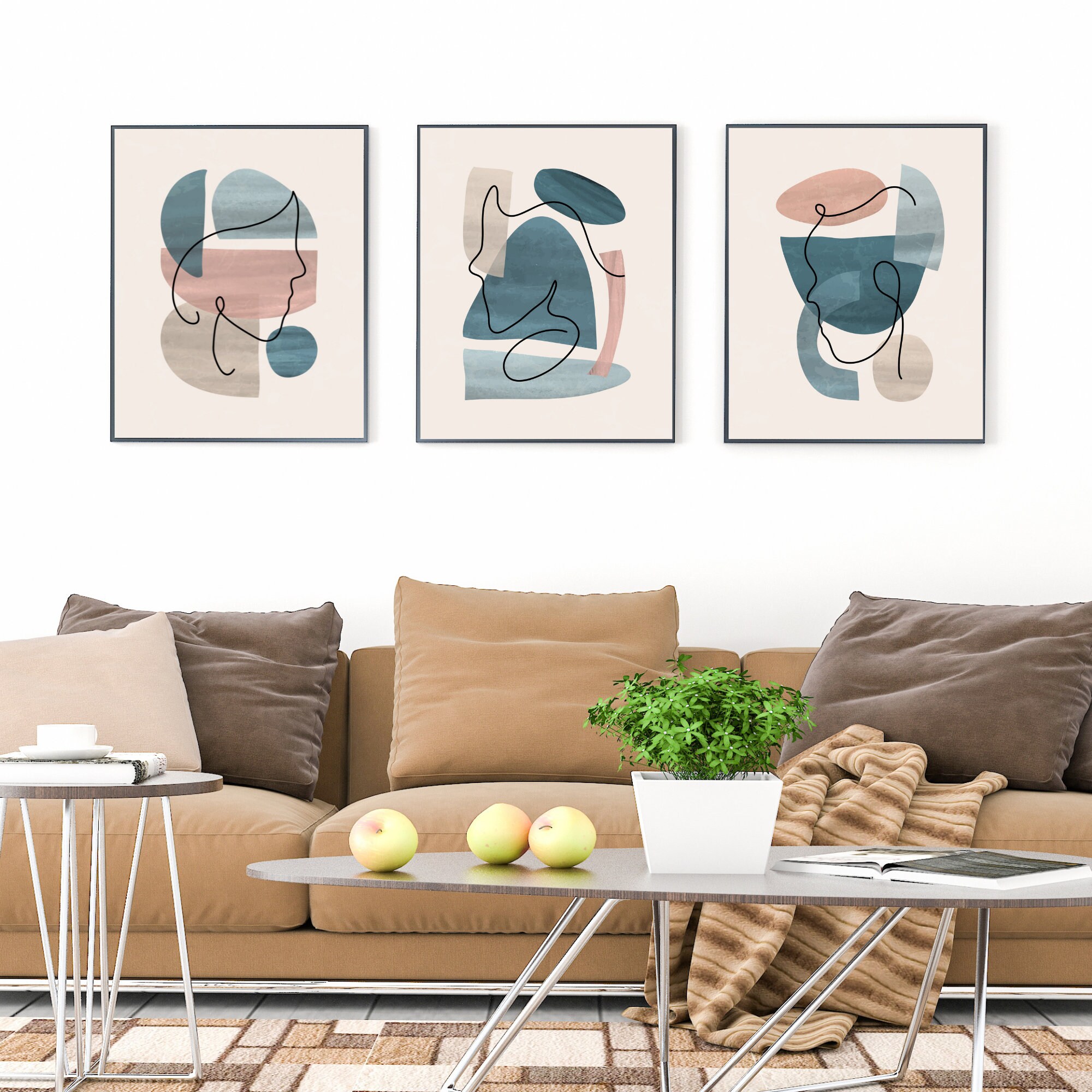 Female Line Art Set of 3 Prints, Woman One Line Drawing, Abstract ...