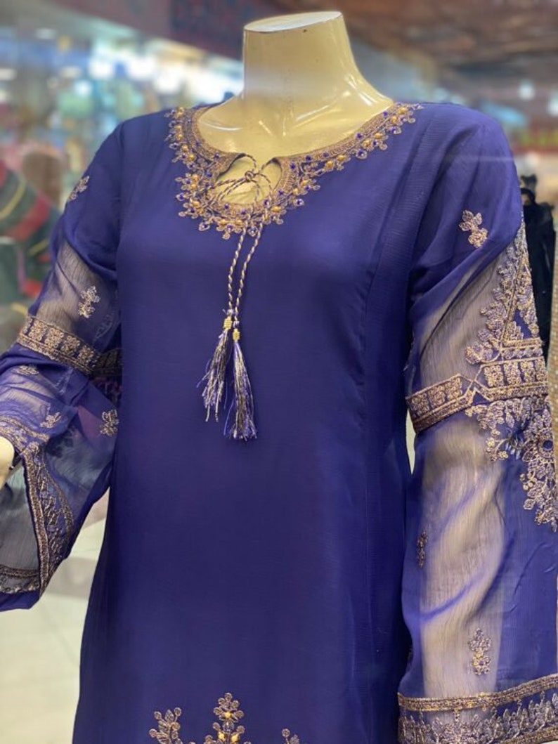 Pakistani Jacket Style Party Wear 3 Piece Gharara Dress, Ready to Wear ...