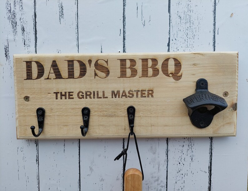 Personalised Bbq Tool Holder Sign With Hooks. Bbq Tool Hanger. Bottle ...