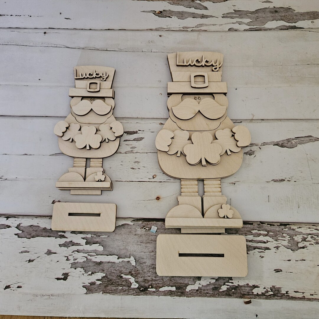 St Patrick's Gnome Shelf Sitter Wood Blank Diy, Leprechaun Tiered Tray ...