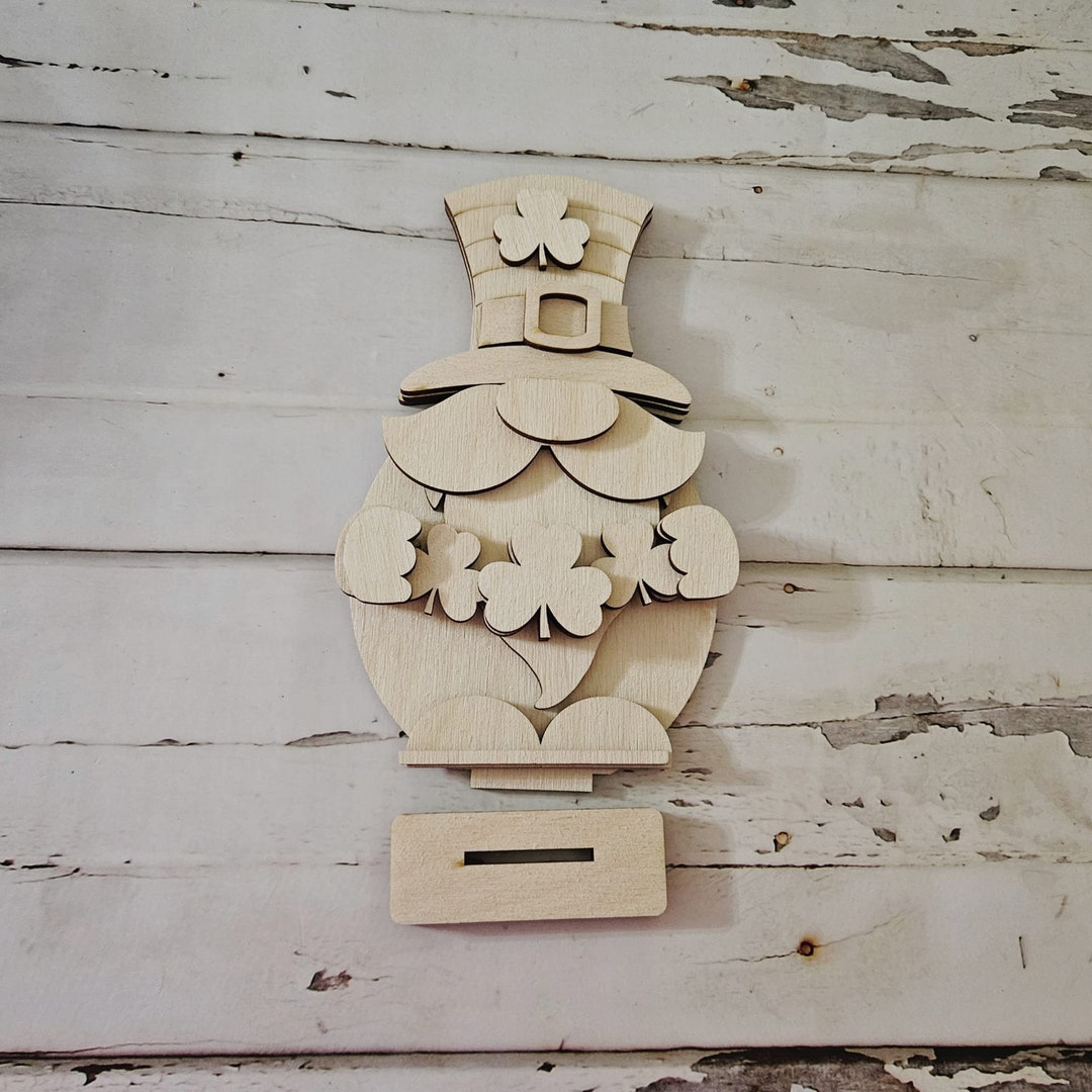 St Patrick's Gnome Shelf Sitter Wood Blank Diy, Leprechaun Tiered Tray ...