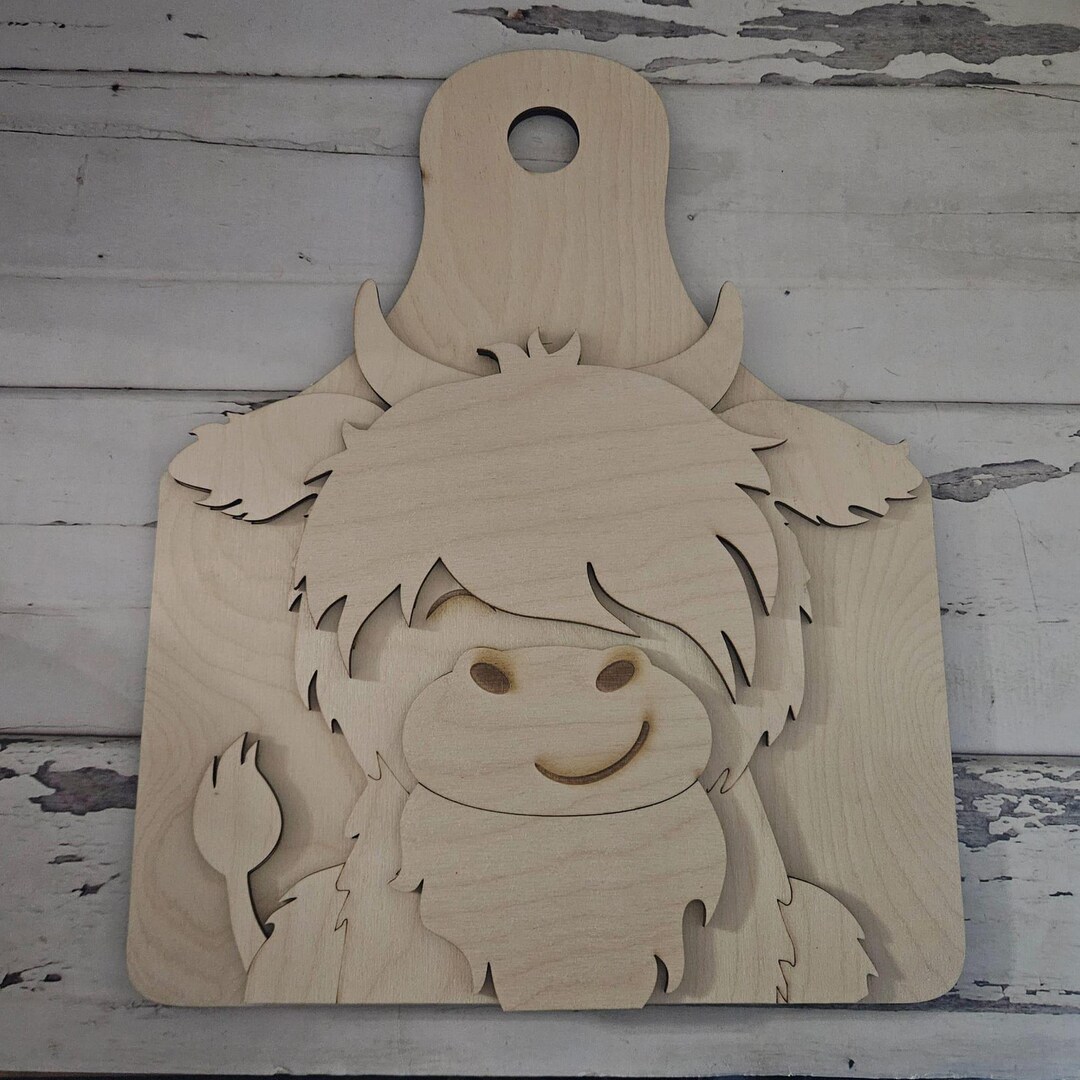 Highland Cow Door Sign Blank - Highland Cow Diy Door Sign - Wood Blanks ...