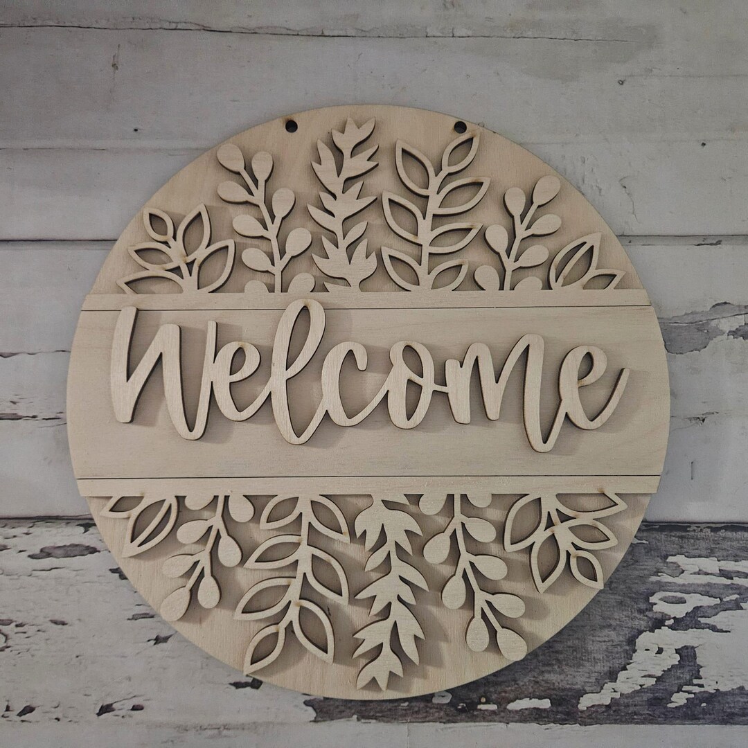 DIY Welcome Door Sign – Unfinished Wood Craft, Home Decor - Etsy