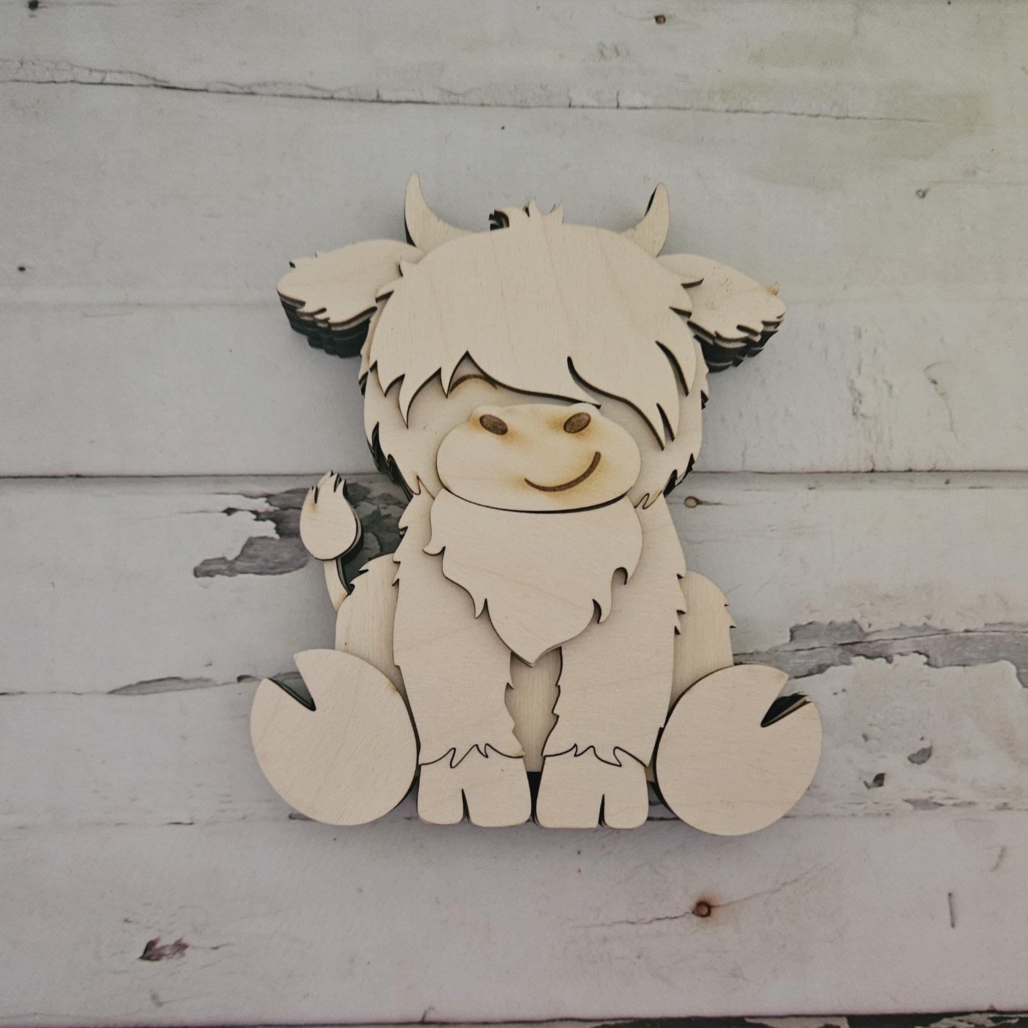 DIY Highland Cow Shelf Sitter: Unfinished Cow Home Decor Tiered Tray - Etsy