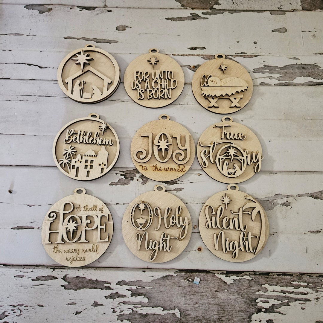 Christmas Ornament Coloring Kit, Christmas DIY Ornaments, Wooden ...