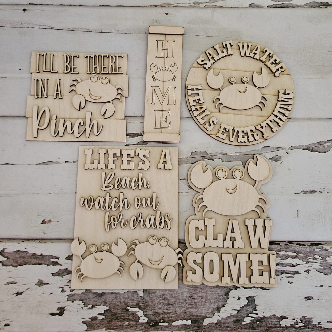 Summer Tiered Tray Blank - Crab Tiered Tray Wood Blank - Summer Diy ...