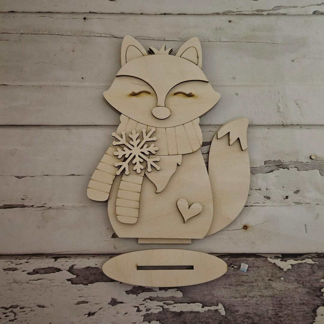 DIY Christmas Fox Shelf Sitter: Unfinished Fox Tiered Tray Decor - Etsy