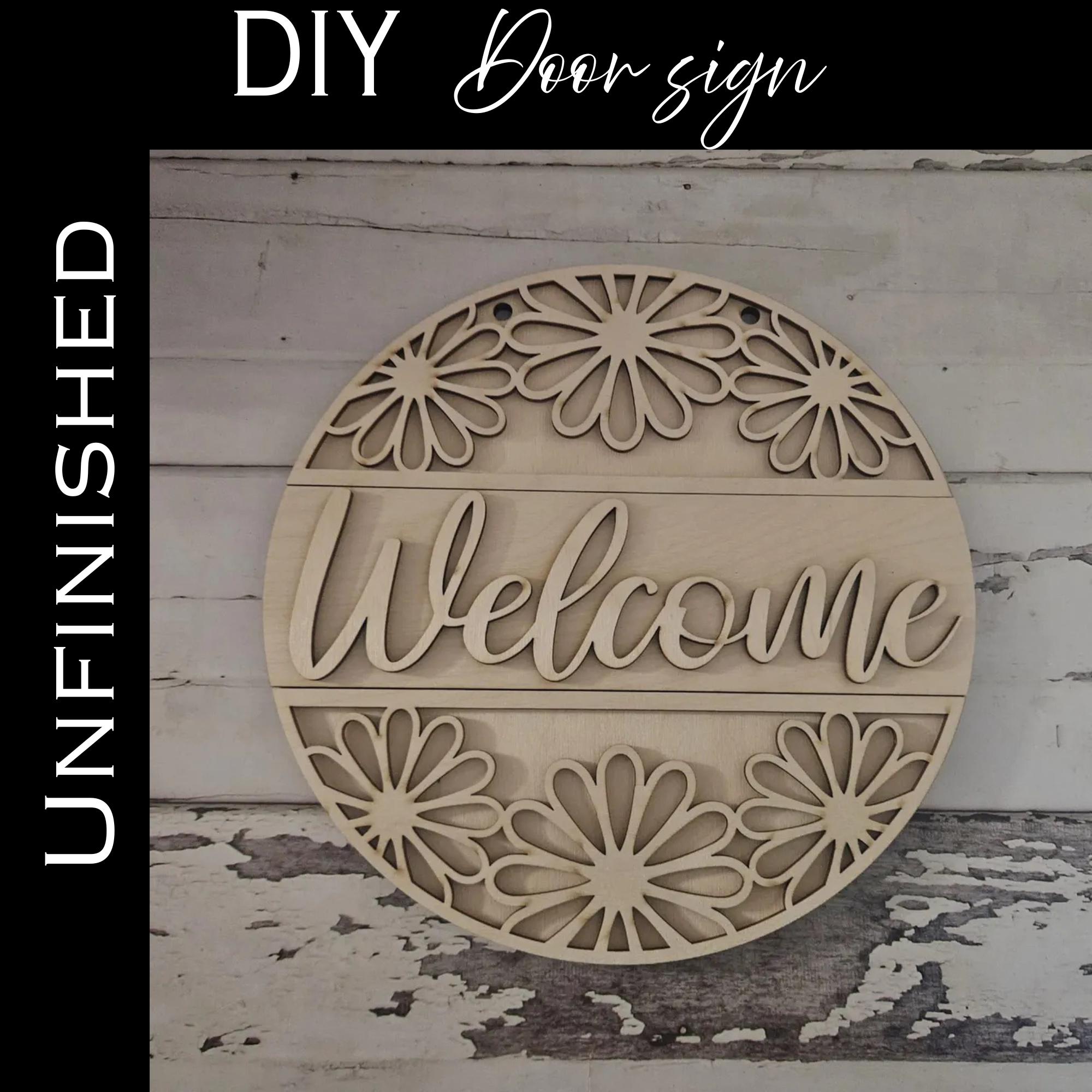 DIY Welcome Door Sign – Unfinished Wood Craft Kit - Etsy