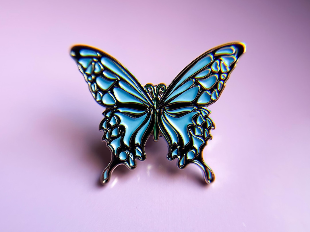 Blue Butterfly Enamel Pin - Etsy