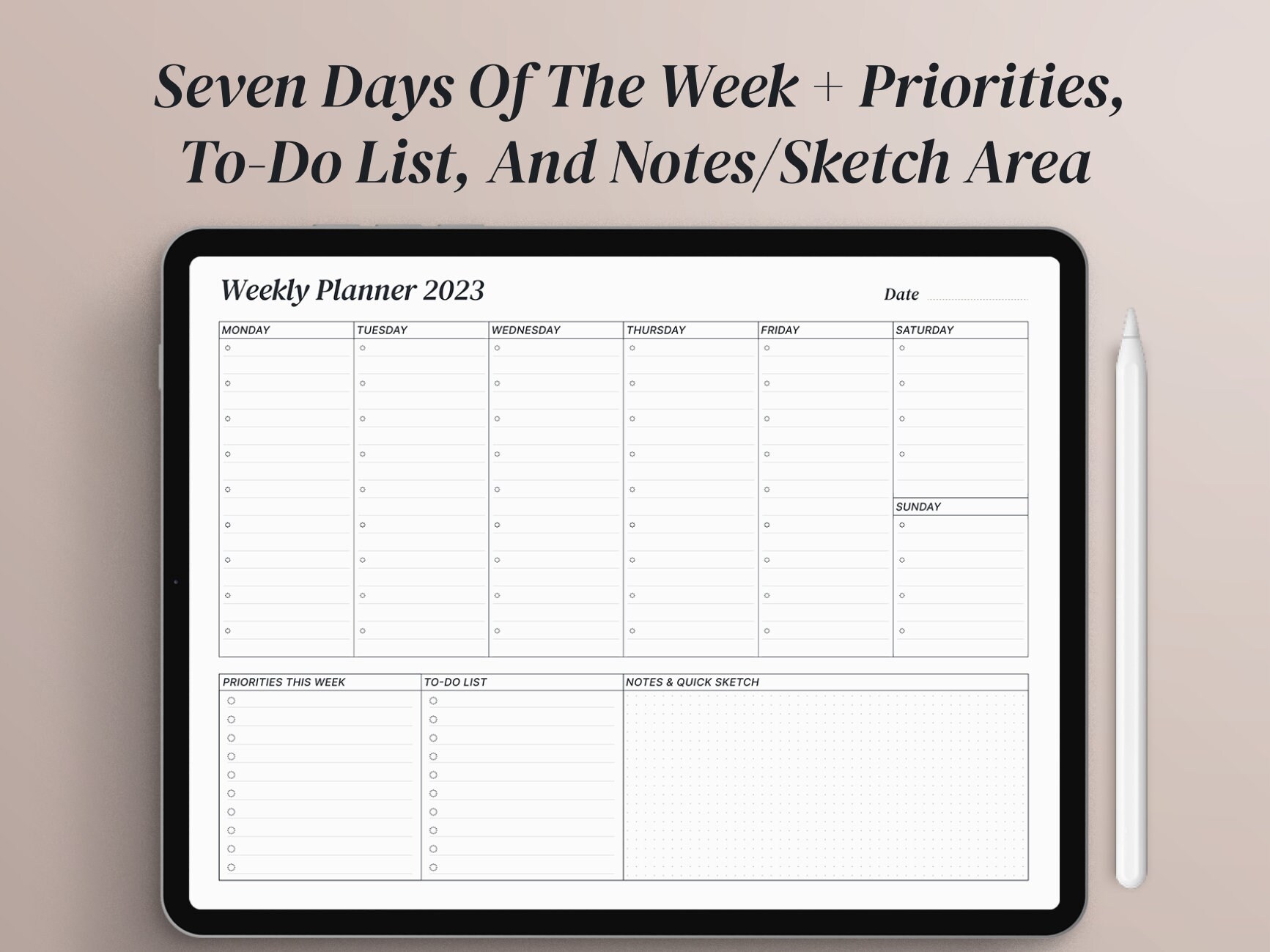2023 Digital Weekly Planner 2023 Ipad Goodnotes Notability - Etsy