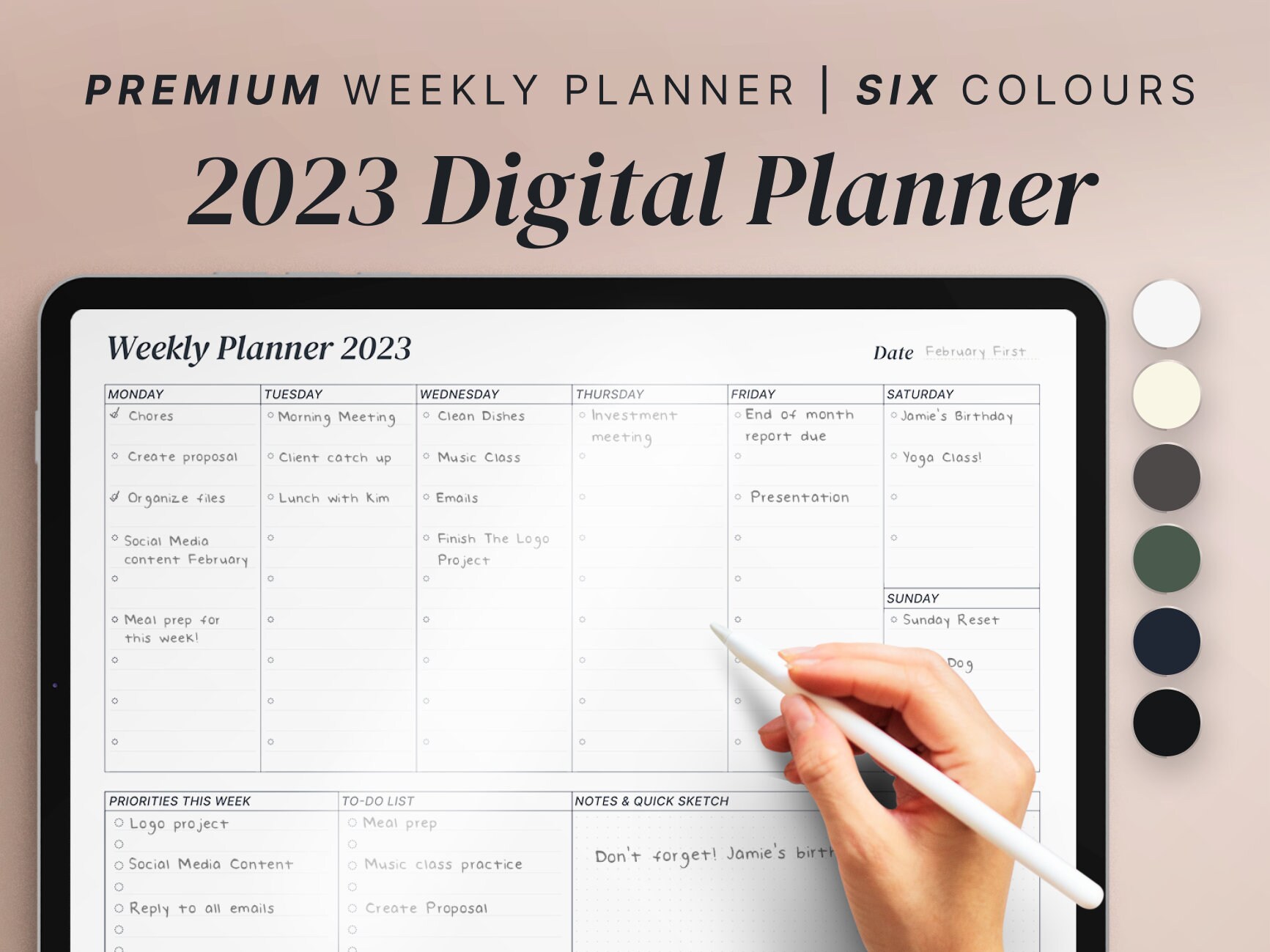 2023 Digital Weekly Planner 2023 Ipad, Goodnotes, Notability Undated ...