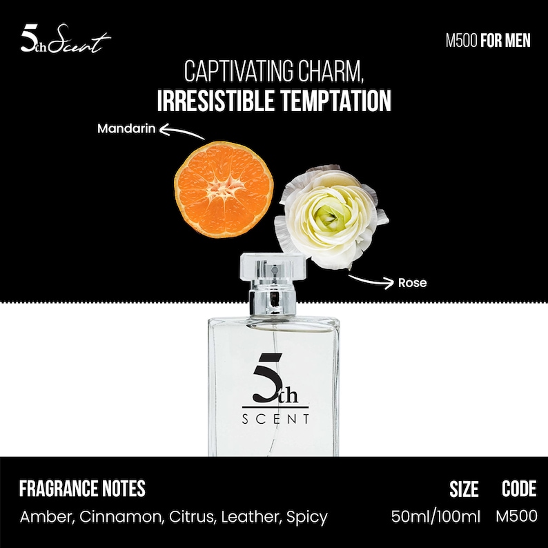 5th Scent M500 Perfume for Men citrus Amber Spicy and Leather - Etsy