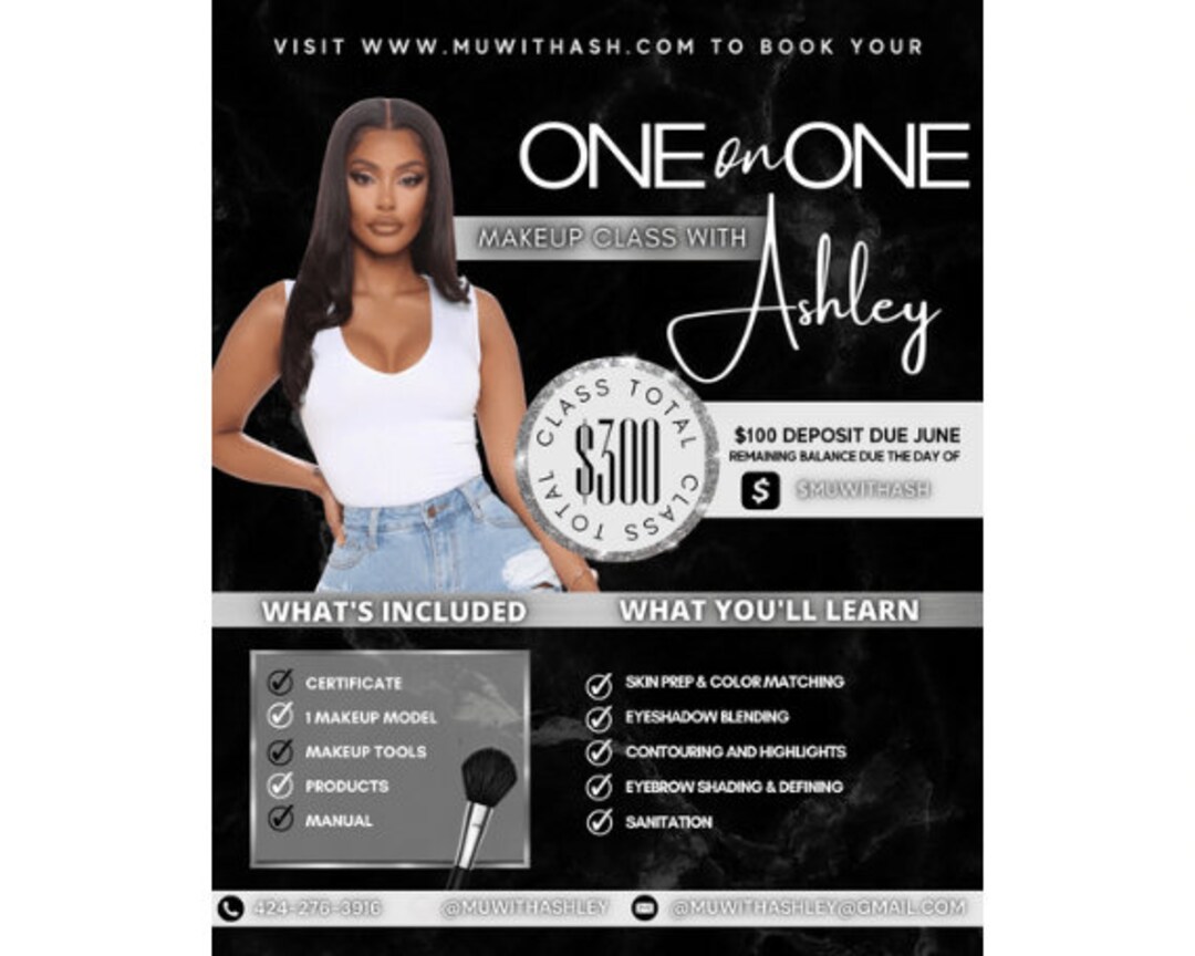 Canva Makeup Class Flyer Template Editable Black Masterclass E Flyer Diy Hair Class Flyer