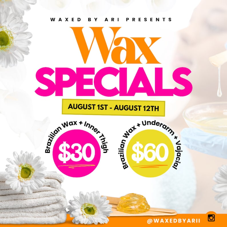 Canva Body Waxing Flyer Template DIY Wax Special Flyer Waxing Packages ...