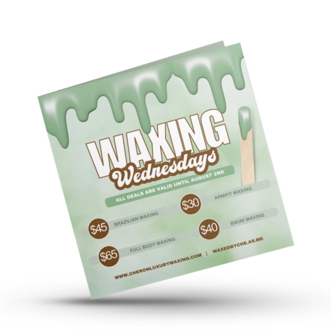 Canva Waxing Wednesdays Flyer Template/ Green Body Waxing - Etsy
