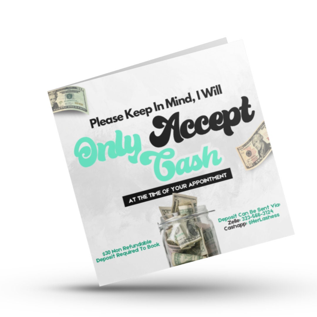 Canva Cash Only Flyer Digital Only Accept Cash E Flyer Template Socia ...