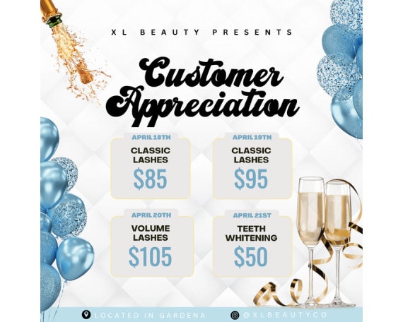 Canva Customer Appreciation Balloon Flyer/ Blue & White Client ...