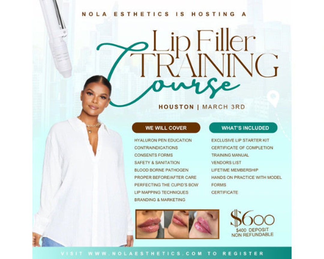 Canva 1on1 Hyaluron Pen Class Flyer/ Lip Filler Group Training Course Flyer Template/ DIY Lip ...