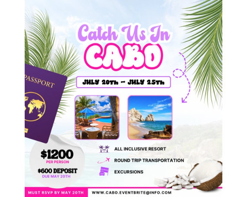 Canva Girls Getaway Trip Flyer DIY Girls Vacation Invitation Digital ...