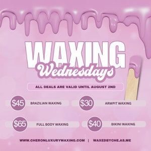 Canva Waxing Wednesdays Flyer Template/ Pink Body Waxing Specials Flyer ...