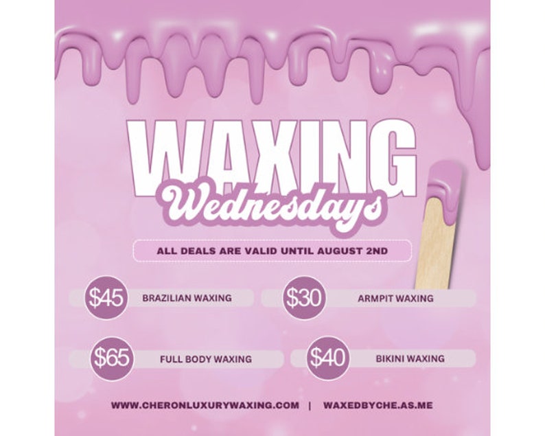 Canva Waxing Wednesdays Flyer Template/ Pink Body Waxing Specials Flyer ...