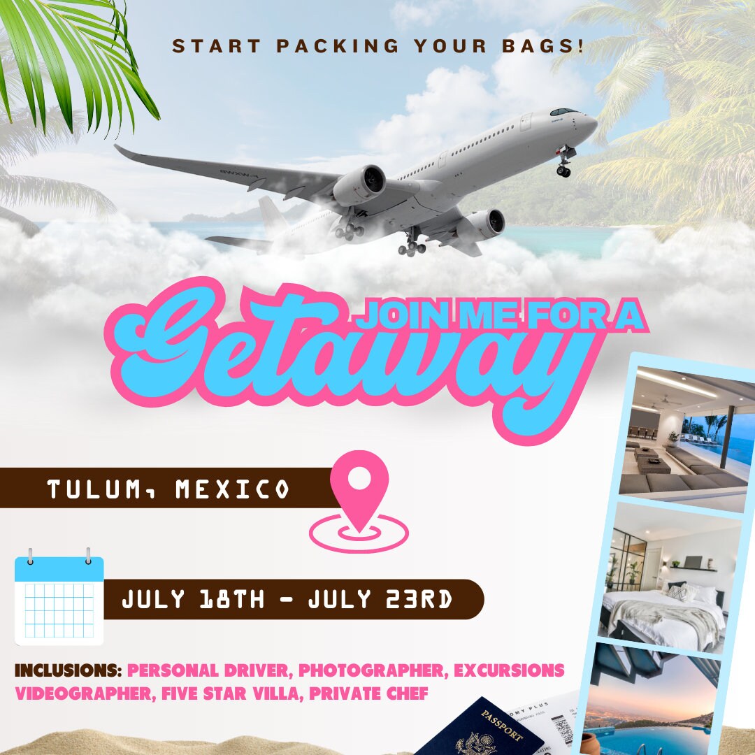 Canva Girls Getaway Trip Flyer/ DIY Digital Vacation Flyer Template ...