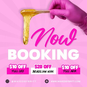 Canva Waxing Sale Flyer Template/ Pink Wax Services Booking Template ...