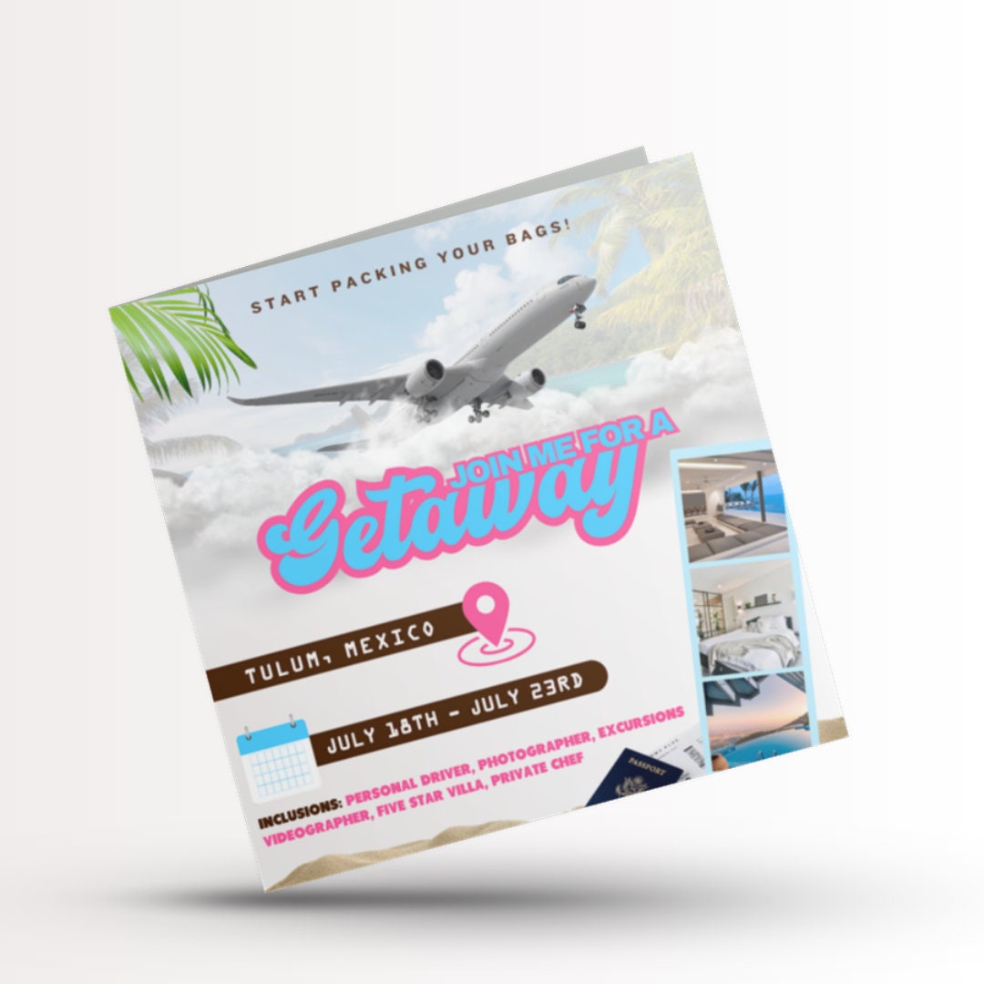 Canva Girls Getaway Trip Flyer/ DIY Digital Vacation Flyer Template ...