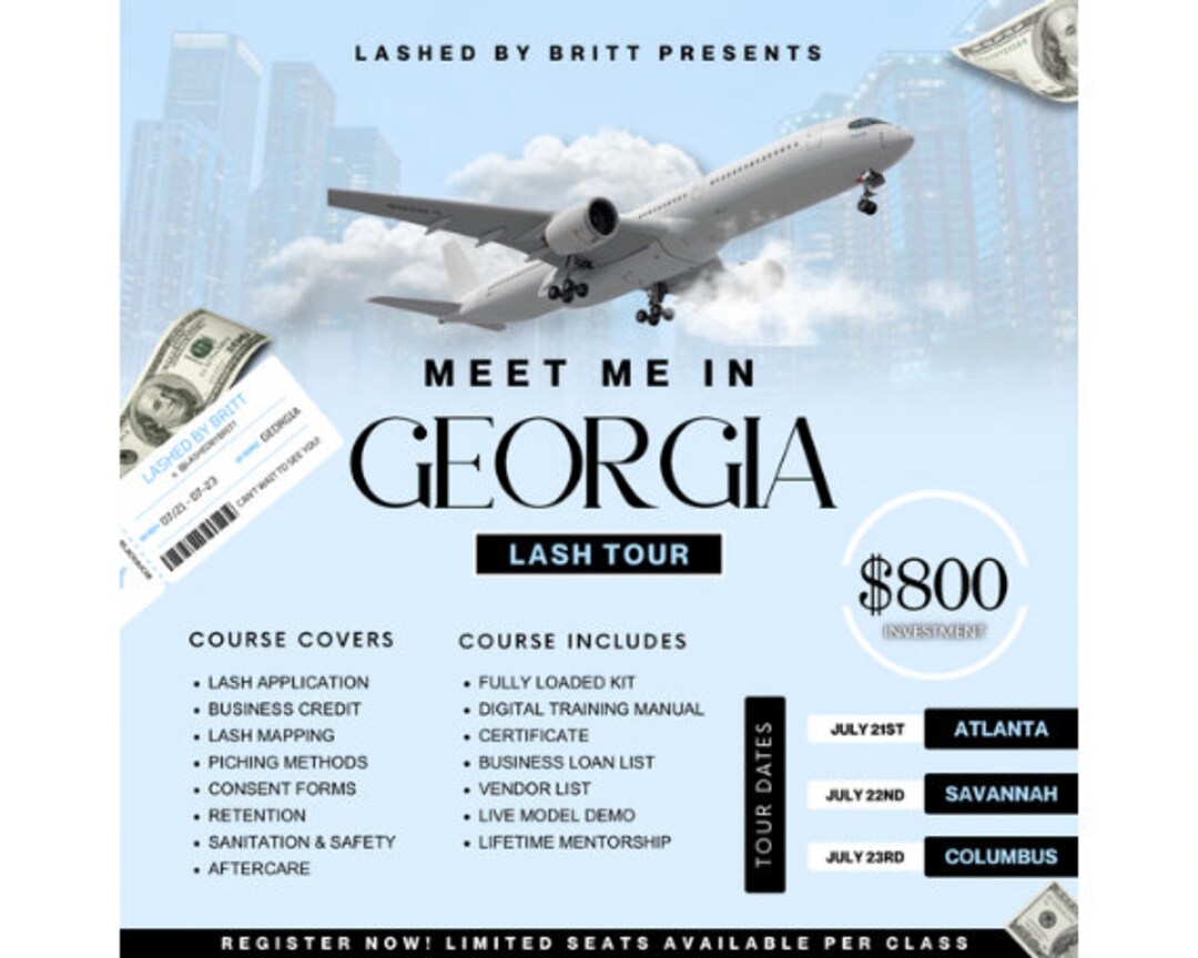 Canva Lash Tour Flyer Template/ Blue and White Lash Course Flyer ...