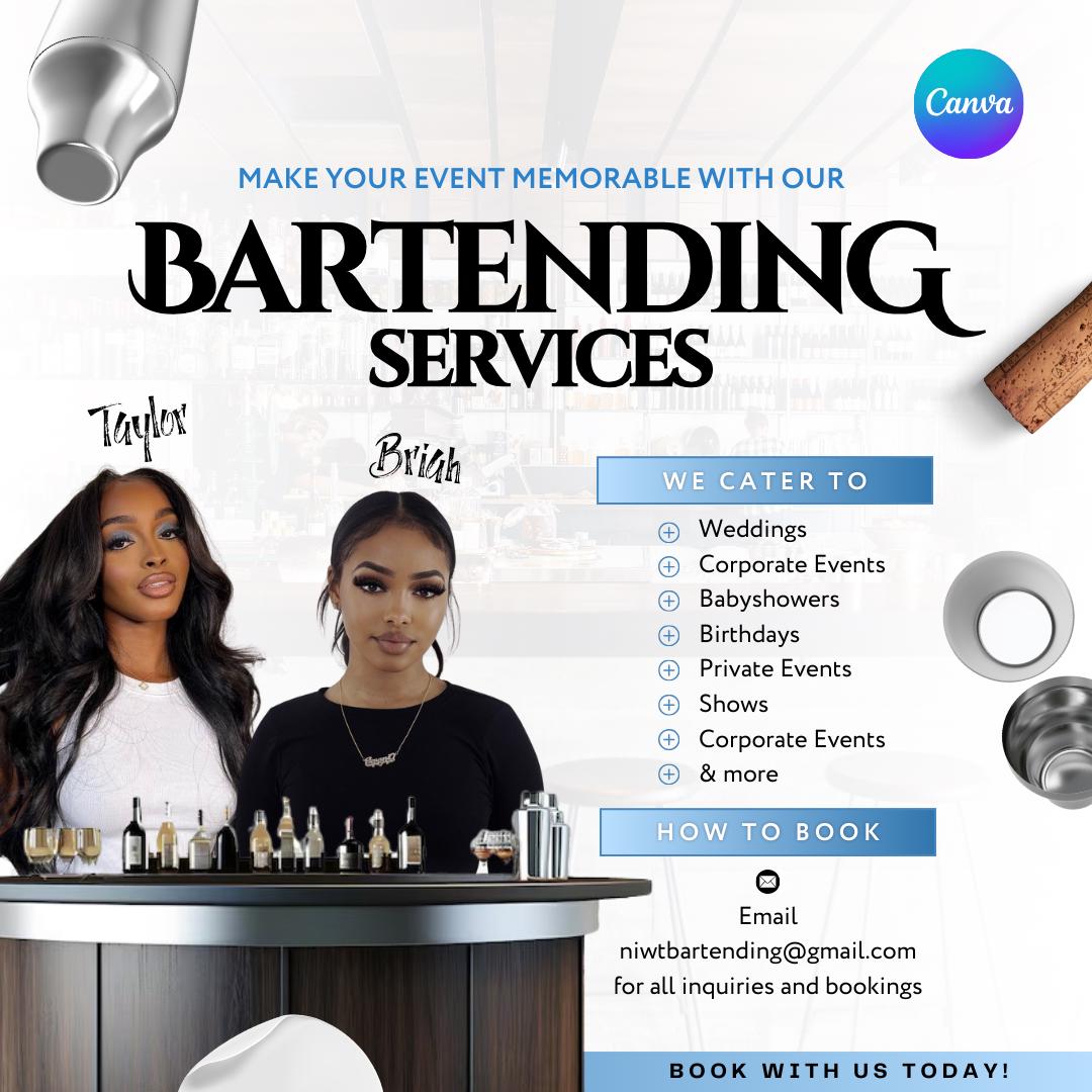 Canva Bartending Services Flyer Template DIY Editable Bartender Instagram Flyer for Mixology ...