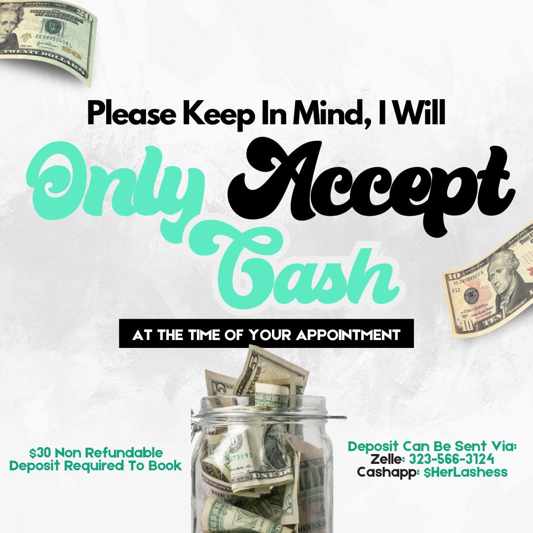 Canva Cash Only Flyer Digital Only Accept Cash E Flyer Template Socia ...