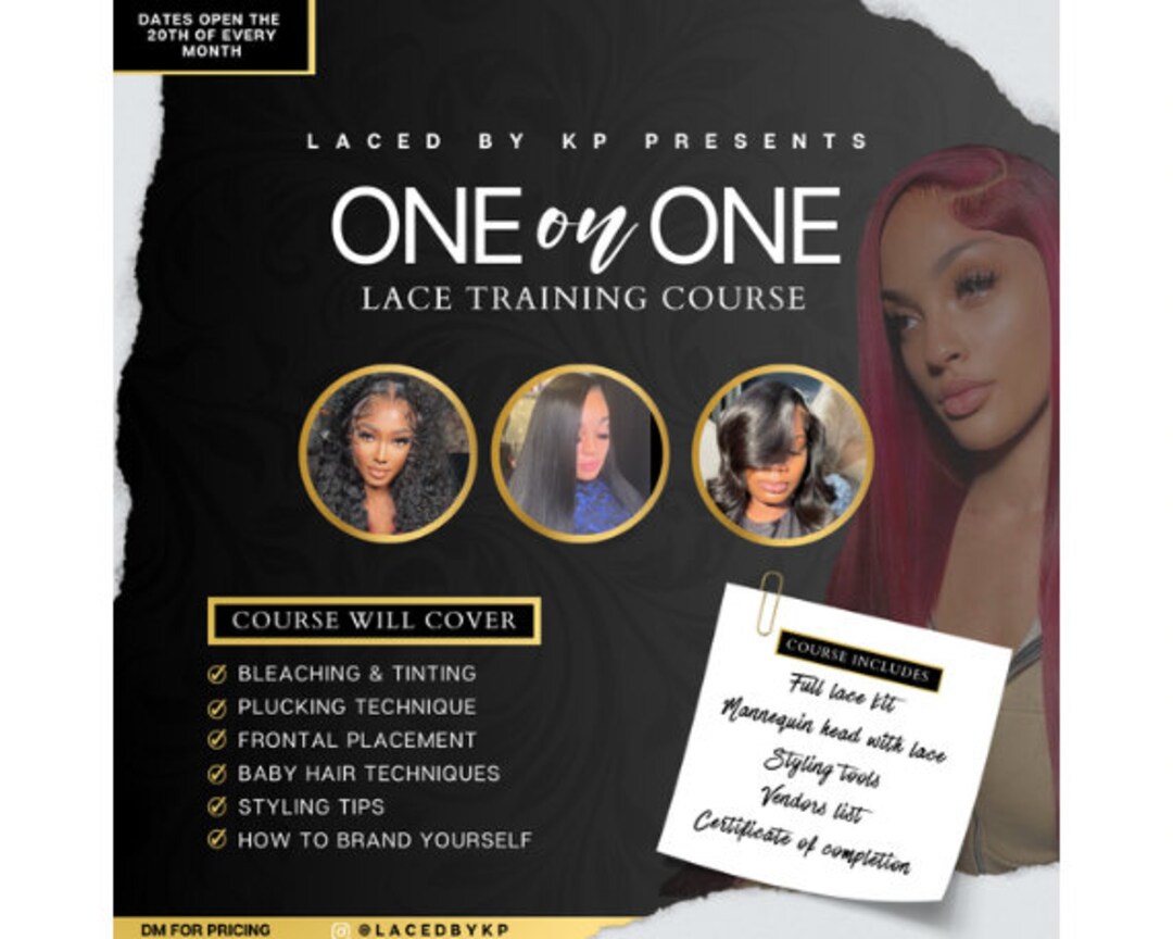Canva One on One Course Flyer Template/ Black & Gold Hair Class Flyer ...