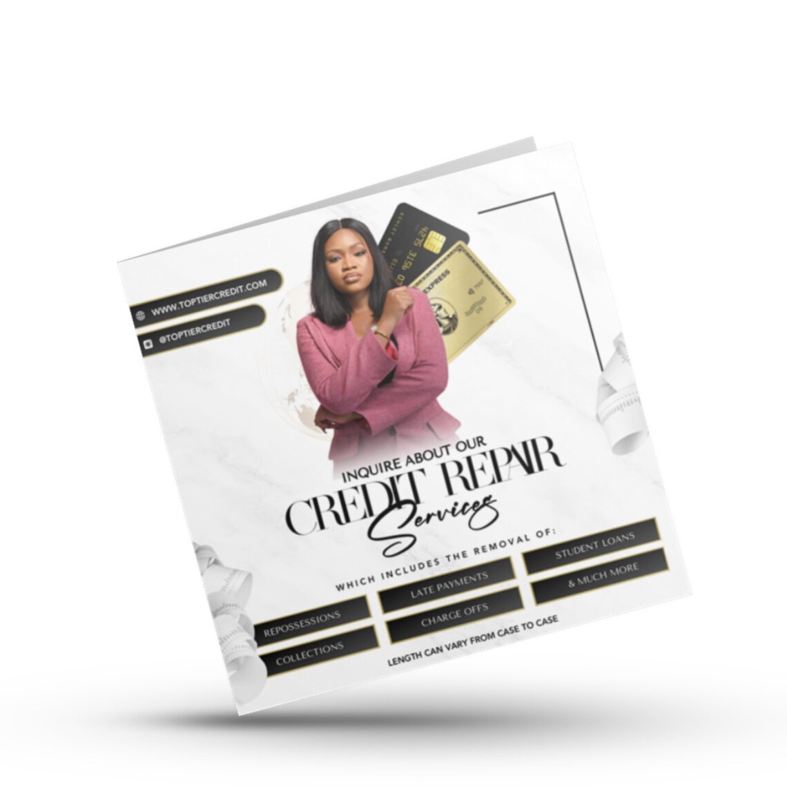 Canva Credit Repair Flyer Template/ White & Black Credit Services Flyer ...