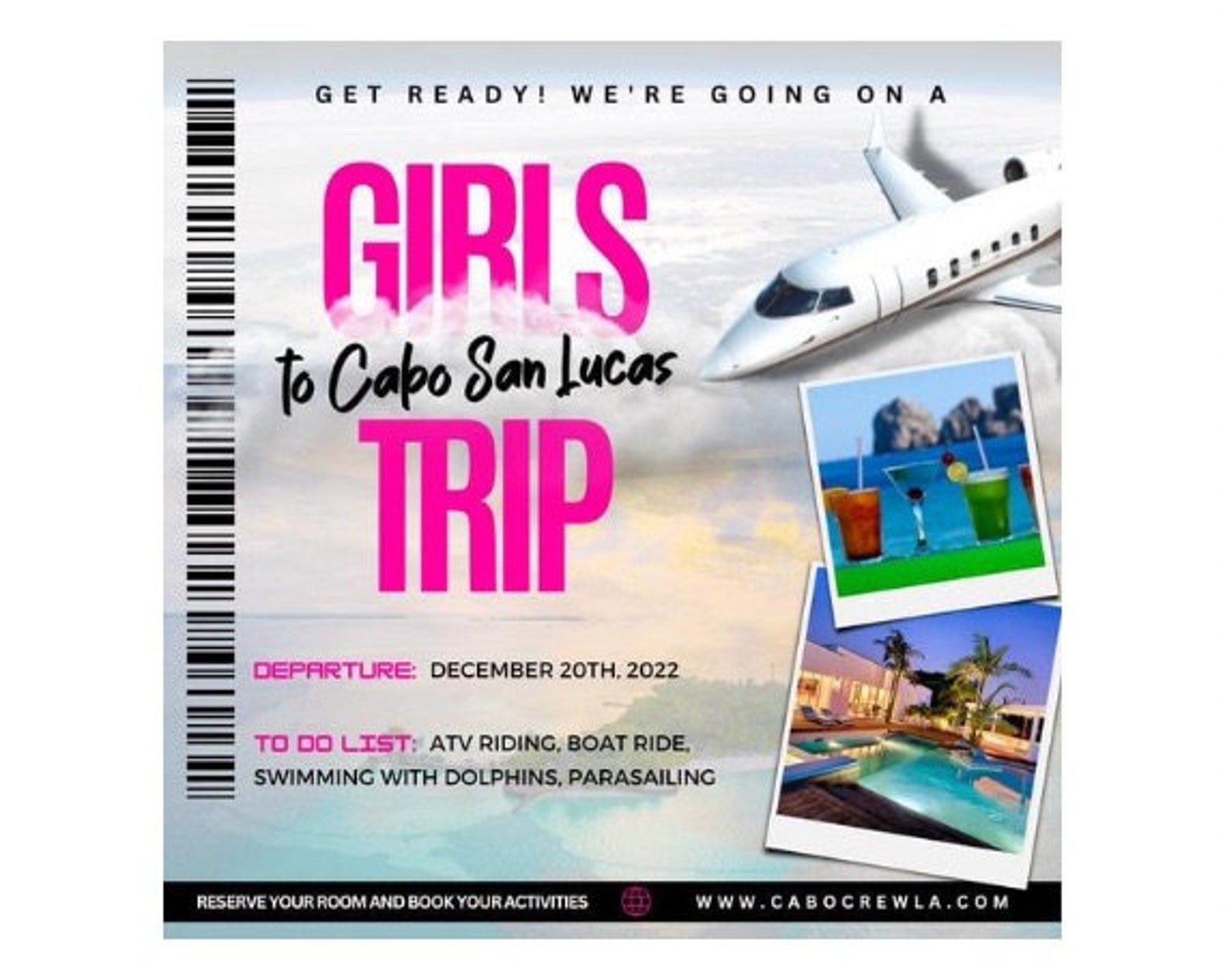 Canva Adult Birthday Trip Invitation Flyer DIY Girls Trip Vacation ...