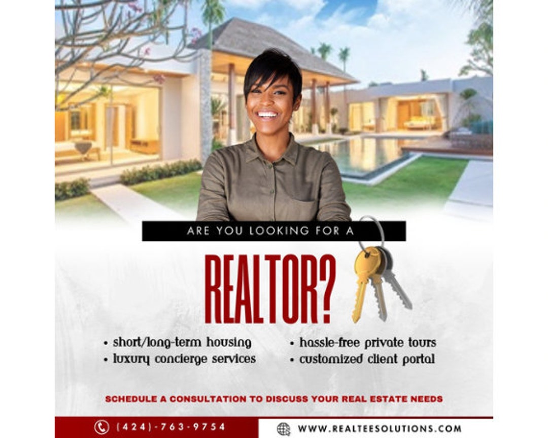 Canva Real Estate Agent Flyer Template/ White & Black Realtor Flyer ...