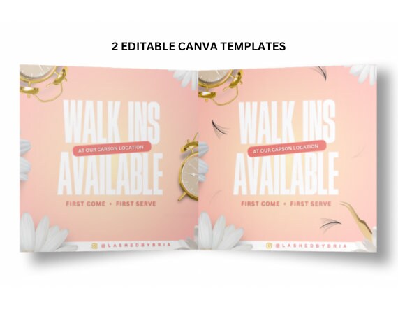 Canva Walk Ins Available Flyer Template/ DIY Book Now E-flyer/ Editable ...