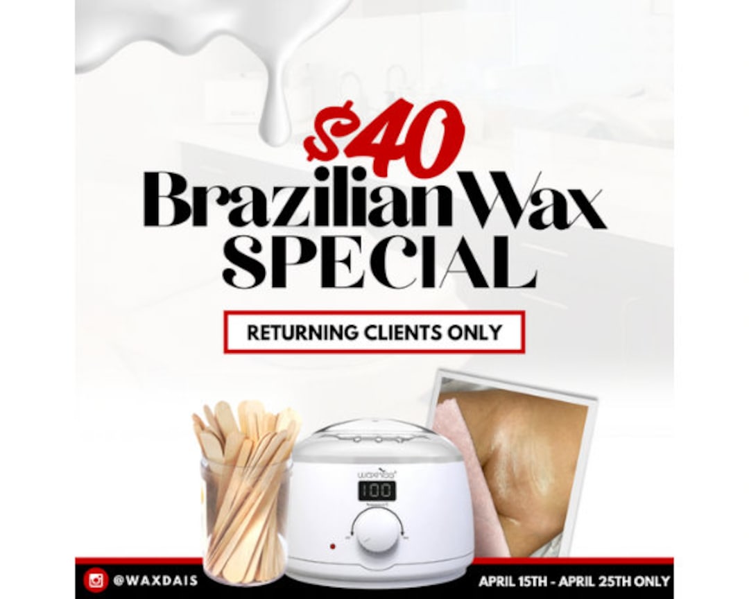 Canva Waxing Specials Flyer Template Brazilian Wax Wednesday Sale ...