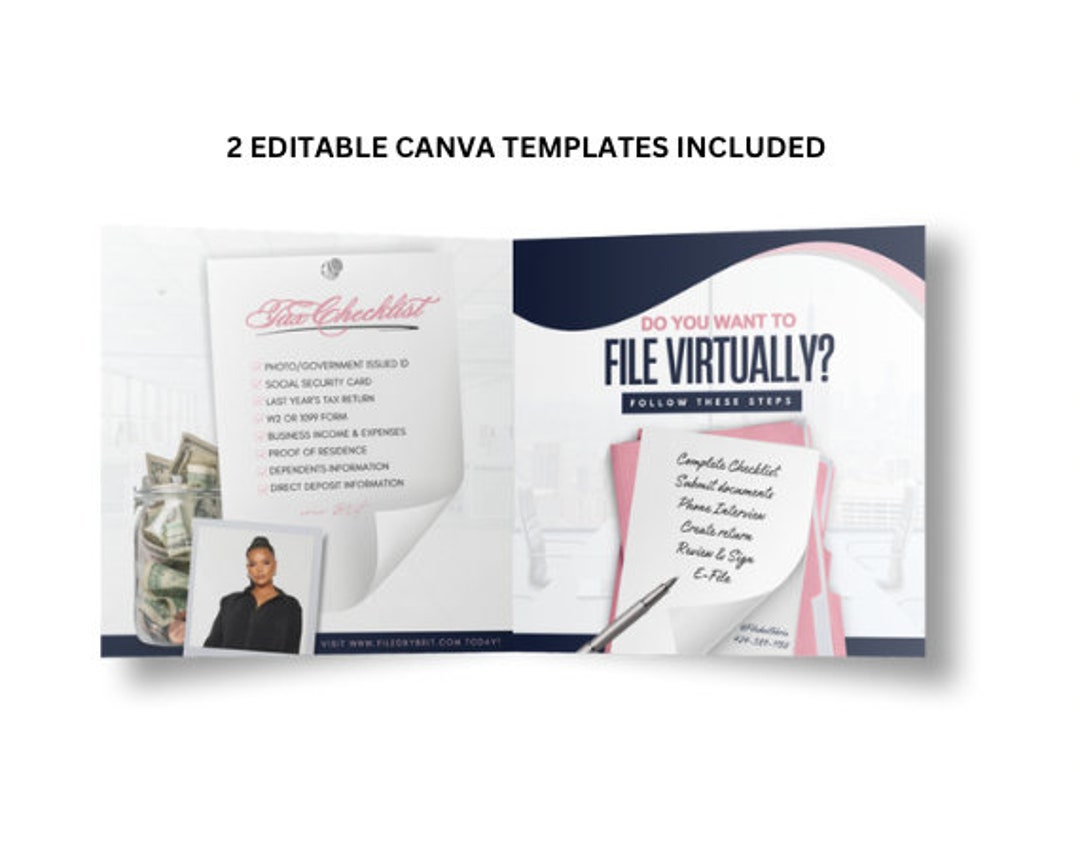 Canva Tax Checklists Flyer Template/ White & A Pink Tax Services Flyer ...