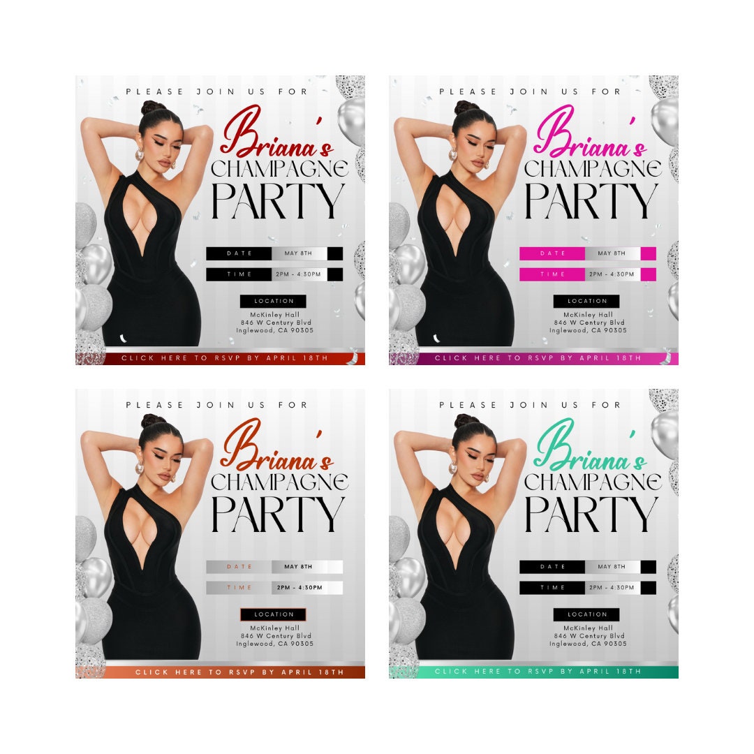 Canva Champagne Party Invitation/diy Prom Send off Flyer Template ...