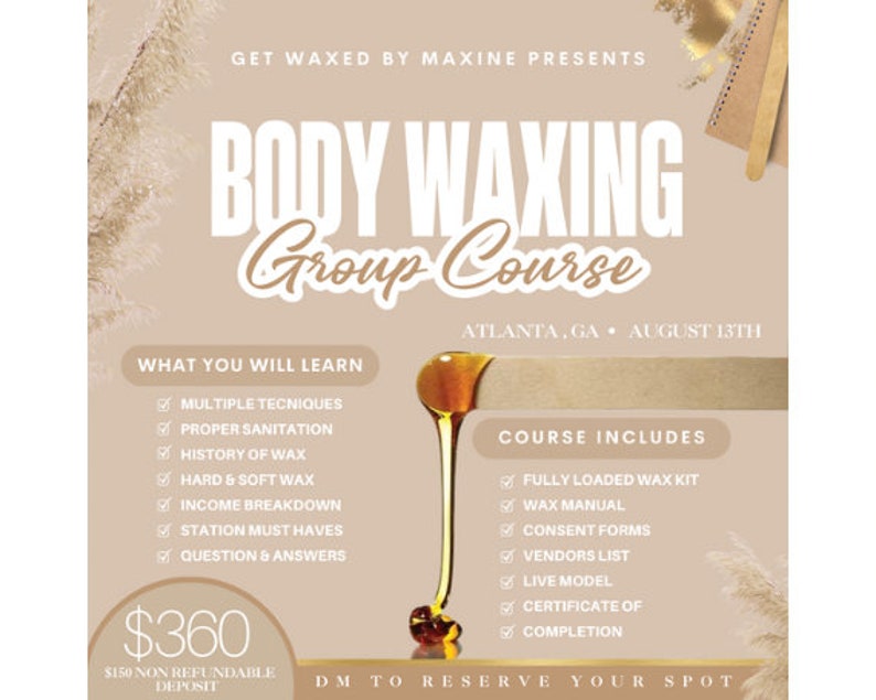 Canva Wax Class Flyer DIY Body Waxing Flyer Template Brazilian Wax ...