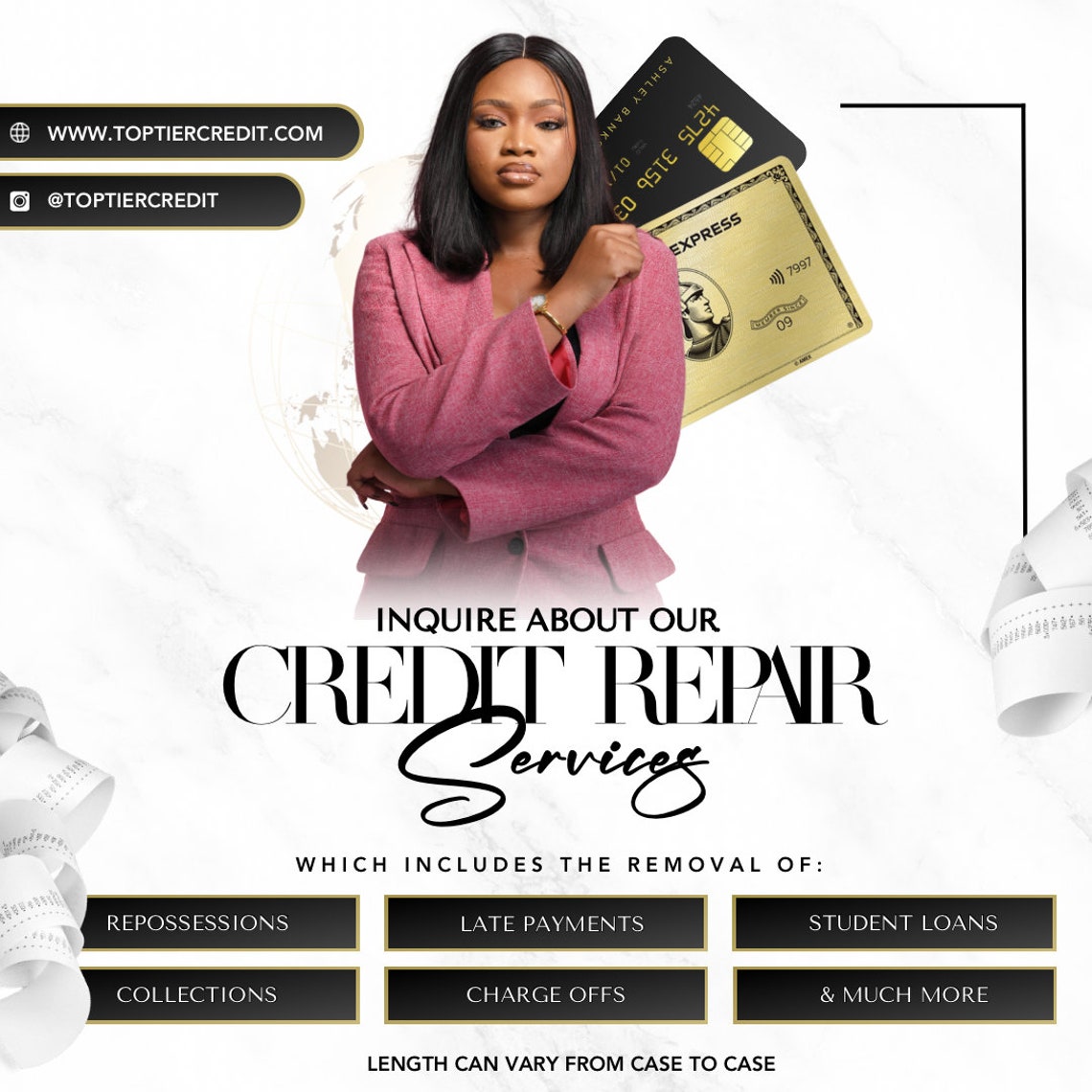 Canva Credit Repair Flyer Template/ White & Black Credit Services Flyer ...