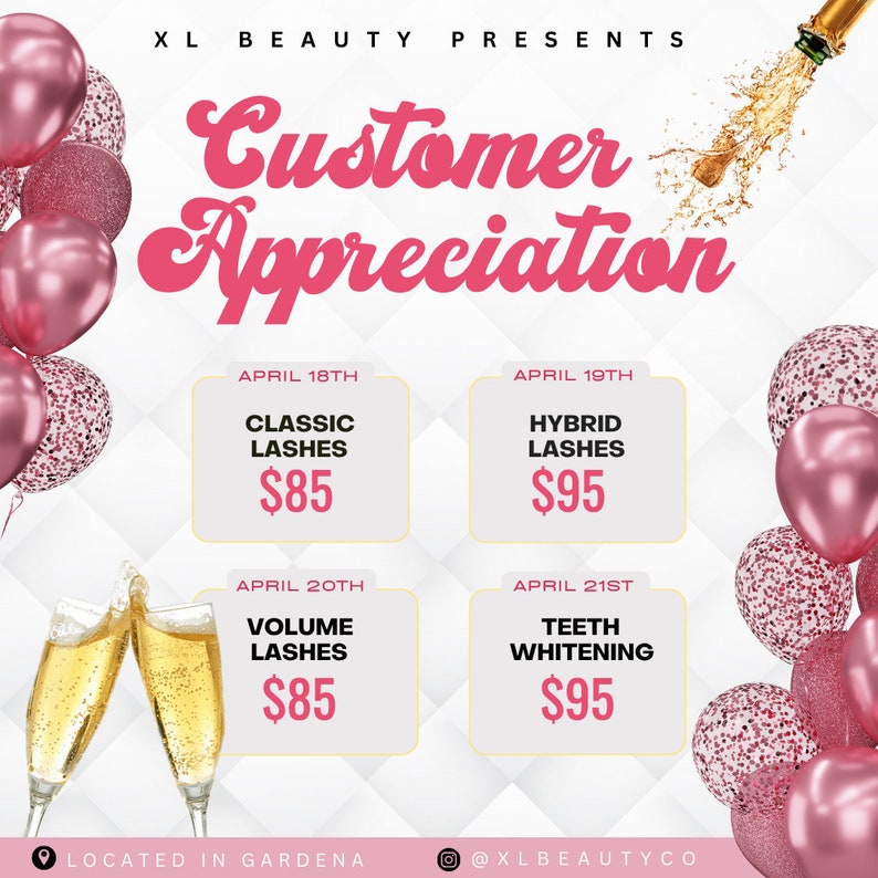 Canva Customer Appreciation Flyer Template/ Pink & White Client ...