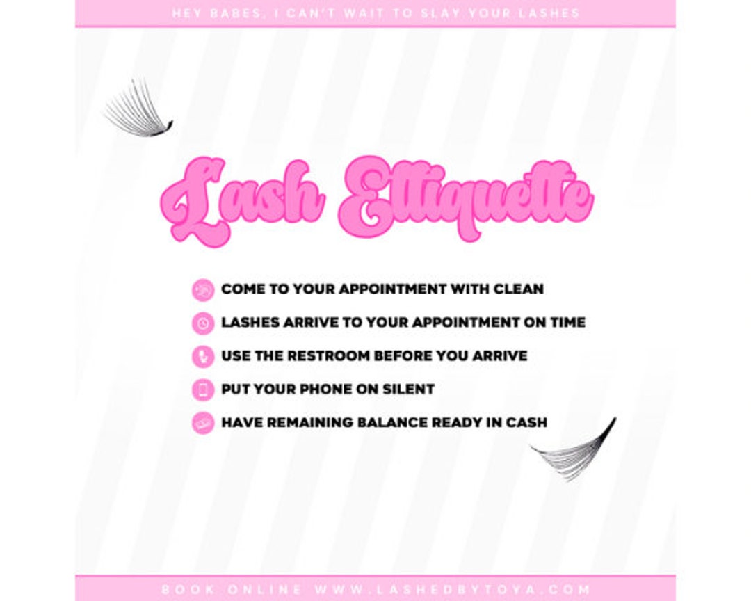 Canva Lash Tech Content Flyer/ White & Pink Lash Rules E-flyer - Etsy
