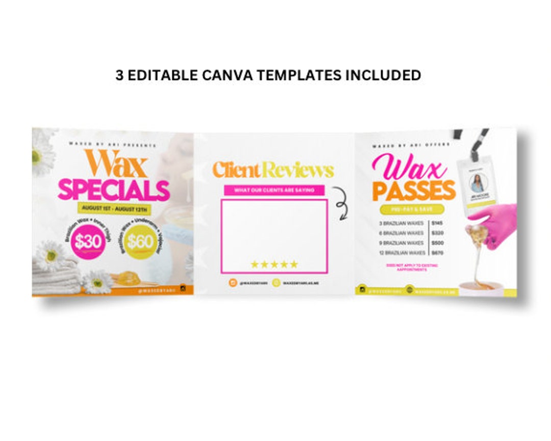 Canva Body Waxing Flyer Template DIY Wax Special Flyer Waxing Packages ...