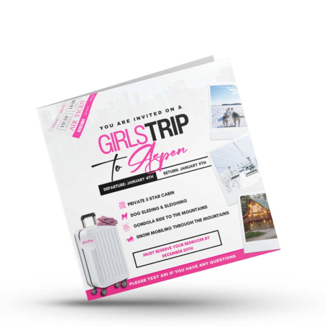 Canva Girls Getaway Trip Flyer/ DIY Digital Vacation Flyer Template ...