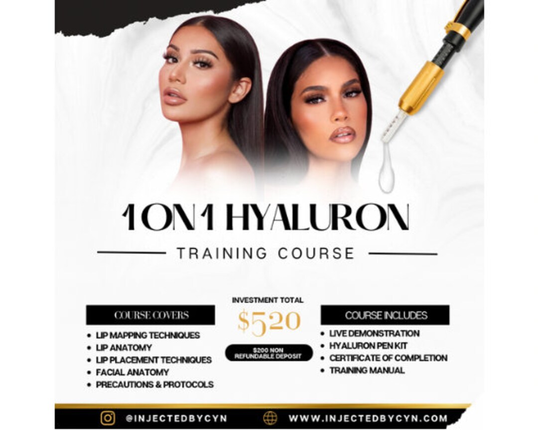 Canva 1on1 Hyaluron Pen Class Flyer/ Black and White Hyaluron Pen Training Course Flyer Template ...