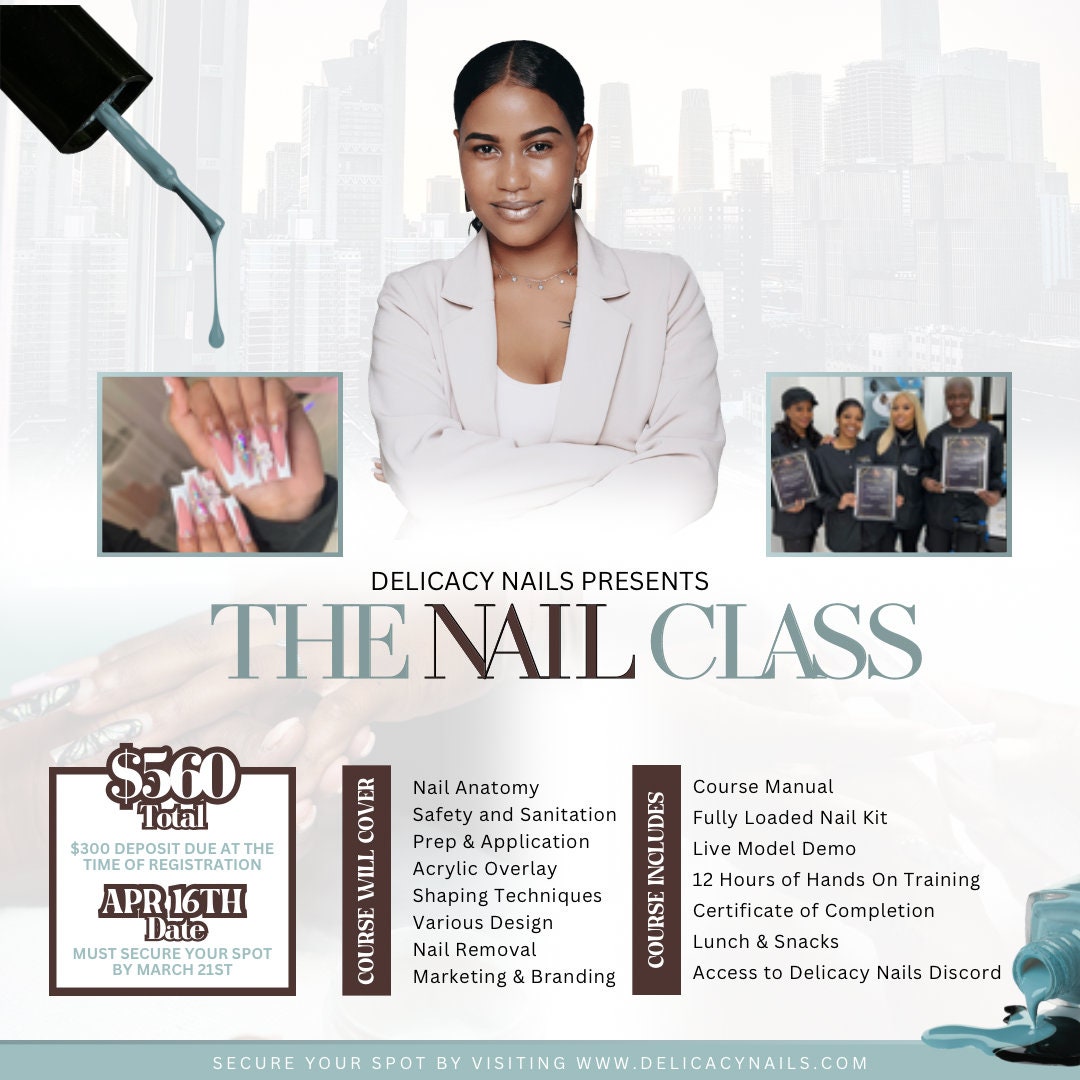 Canva Nail Class Flyer Template Editable Course E Flyer for Nail Tech ...