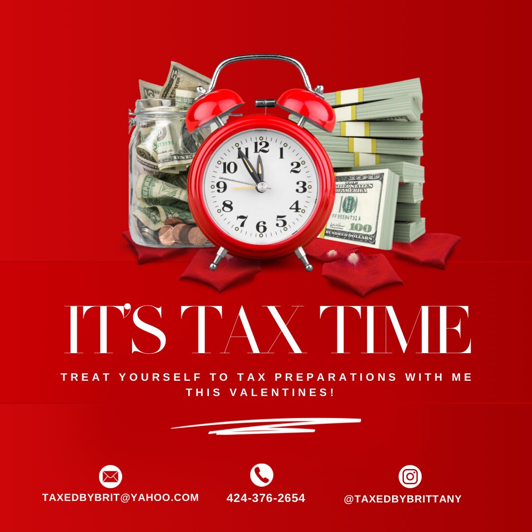 Canva Tax Prep Valentine's Day Flyer/ Red Tax Preparer E-flyer Template ...