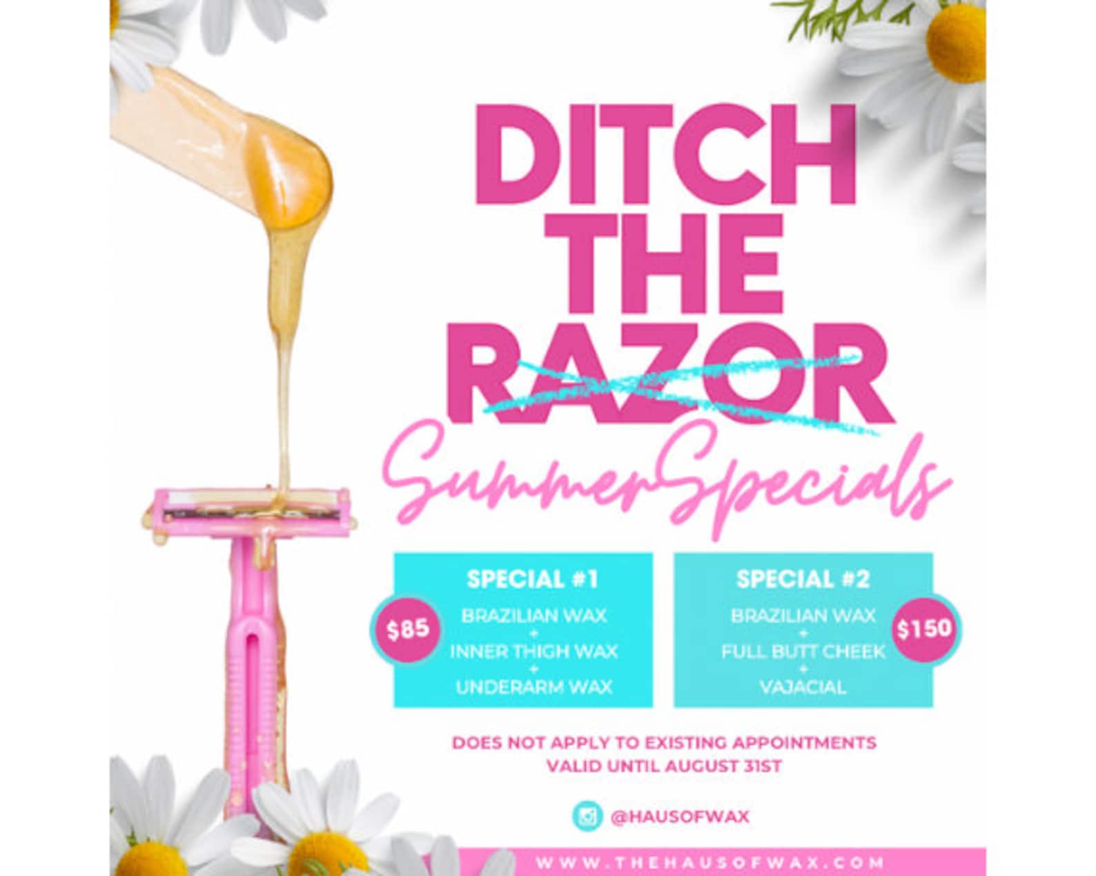 Canva Summer Wax Special Flyer Esthetician Waxing Social Media ...